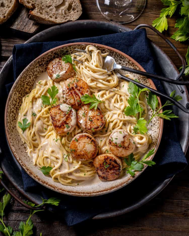 Seared Scallop Pasta with Vanilla Grapefruit Cream Sauce - Cooking With ...