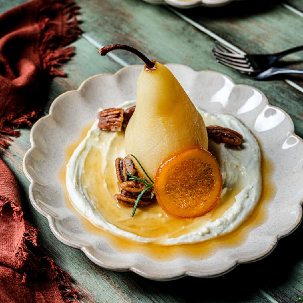 Savory Champagne Poached Pears - Cooking With Wine Blog