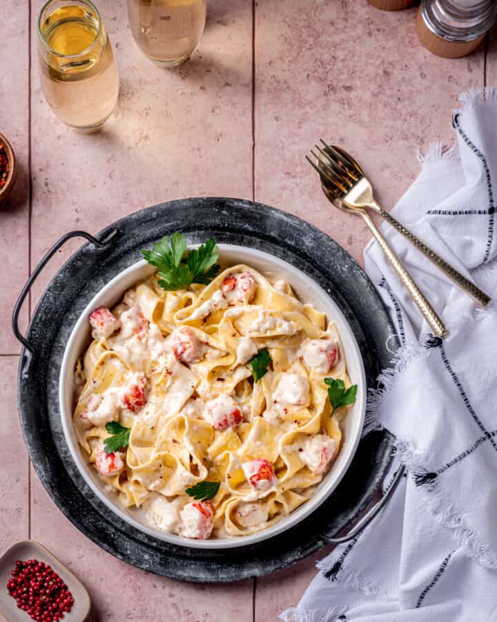 Lobster Pappardelle Pasta with Champagne Cream Sauce - Cooking With ...
