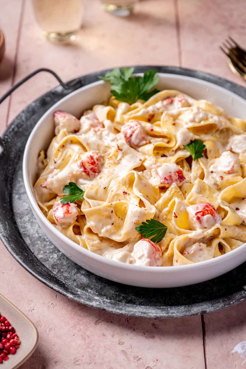 Lobster Pappardelle Pasta with Champagne Cream Sauce - Cooking With Wine Blog