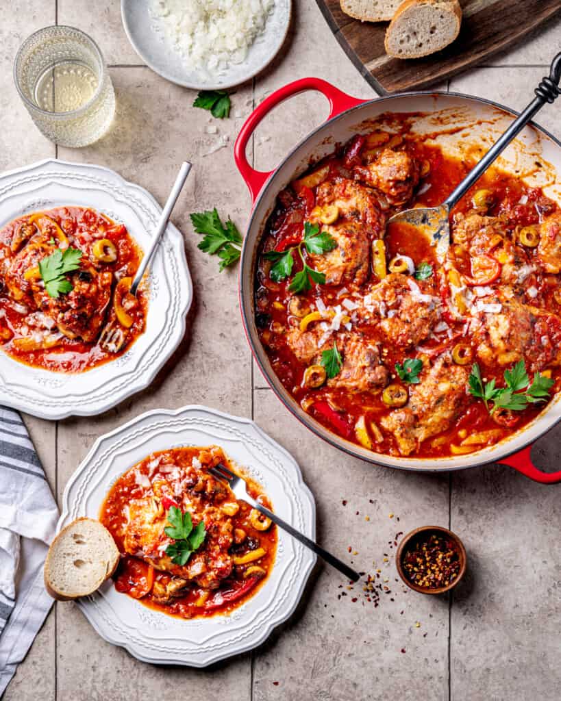 Oven Braised Chicken Cacciatore Recipe - Cooking With Wine Blog