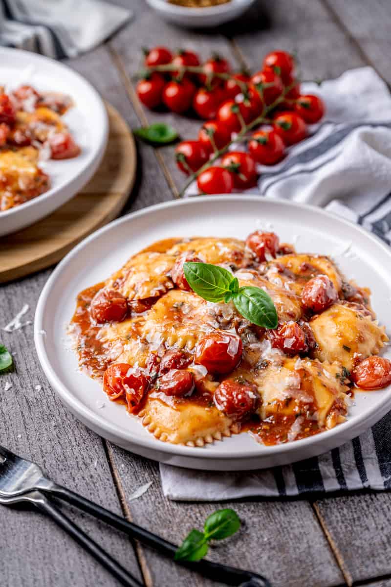 Four Cheese Ravioli with Fresh Cherry Tomato Sauce - Cooking With Wine Blog