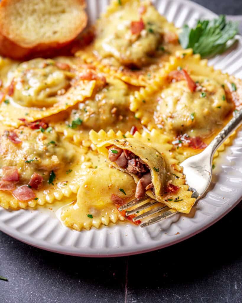 Mushroom Prosciutto Ravioli with Garlic Rosemary Brown Butter - Cooking ...