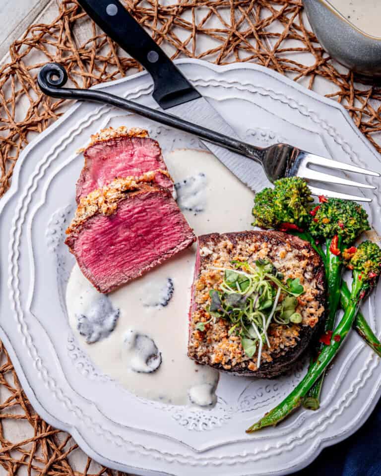 Parmesan Crusted Filet Mignon with Truffle Cream Sauce - Cooking With ...