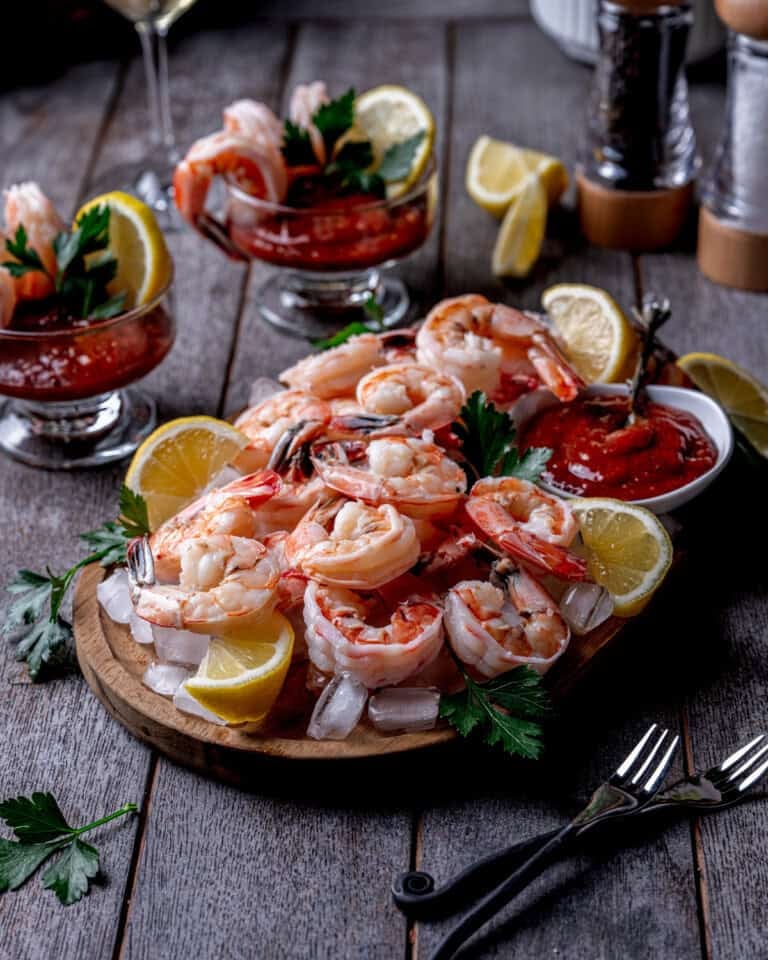 Easy Shrimp Cocktail with Homemade Horseradish Cocktail Sauce - Cooking ...