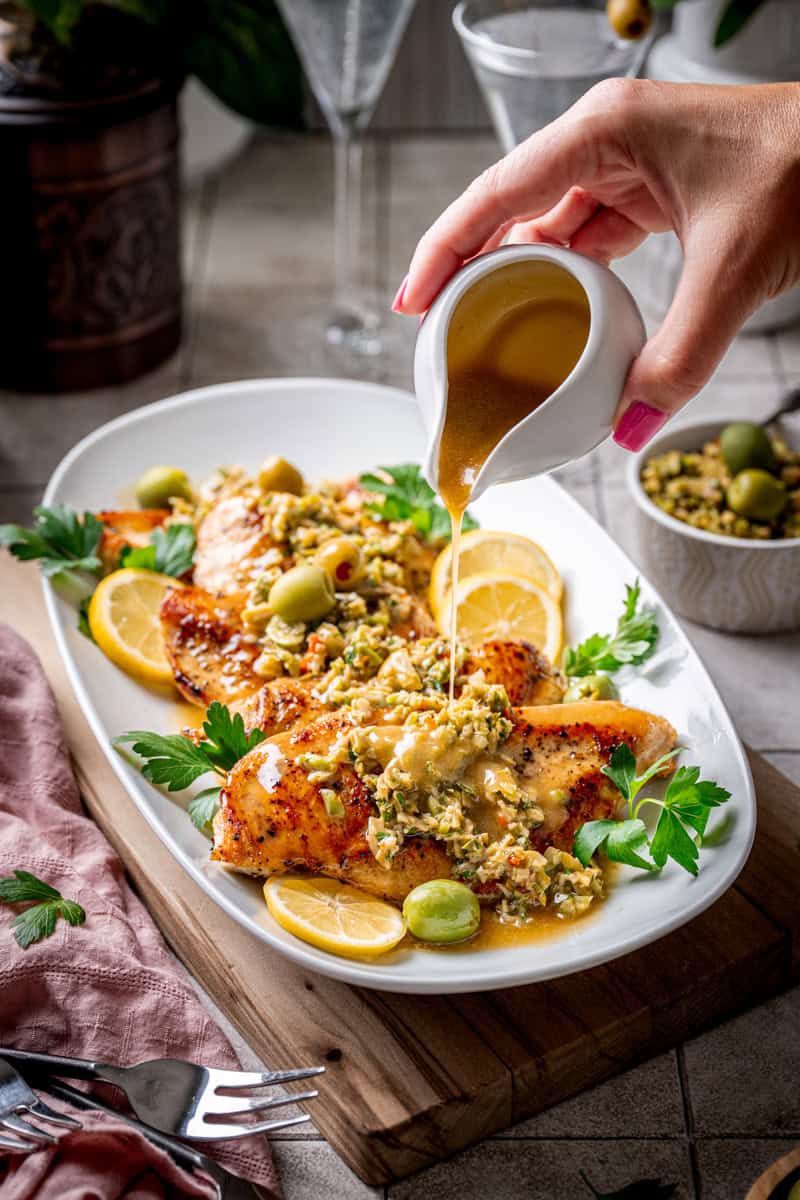 Martini Chicken with Homemade Green Olive Tapenade - Cooking With Wine Blog